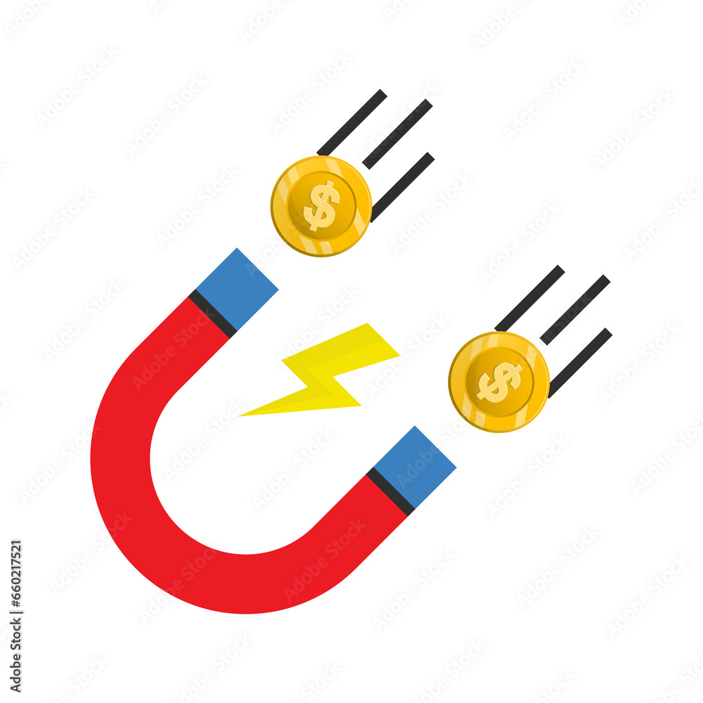 Vector illustration of money magnet. Colored vector for website design ...