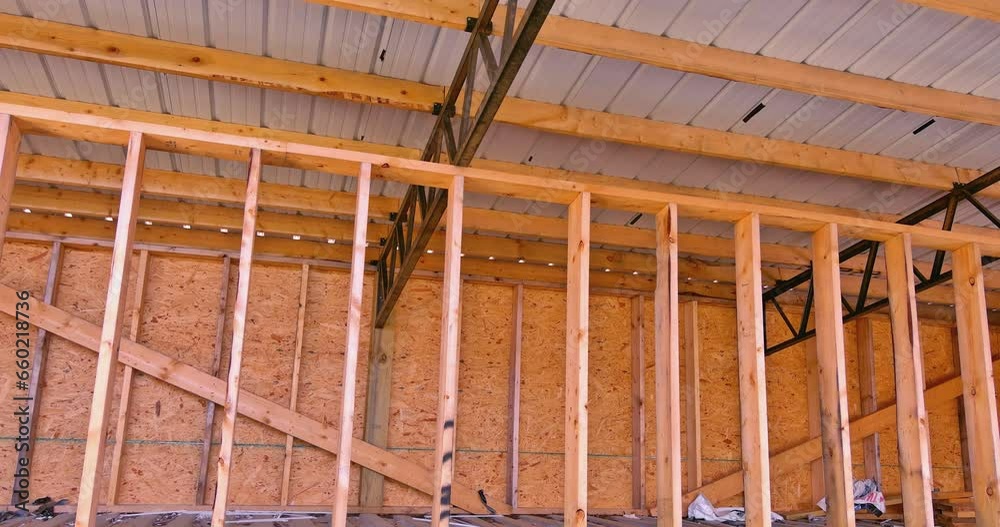 Steel frame roof structure with timber joists for large warehouse ...