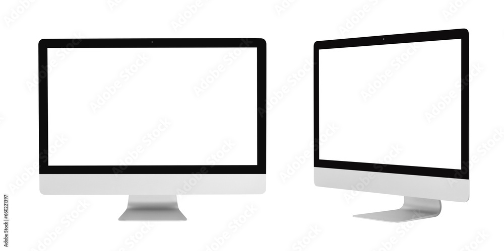 Computer monitor mockup to display web design project in modern style, monitor with blank screen ...