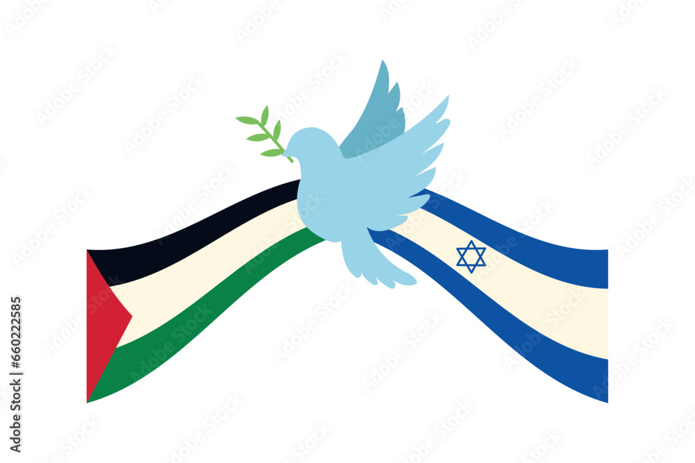 peace dove with israel and palestine flags Stock Vector | Adobe Stock