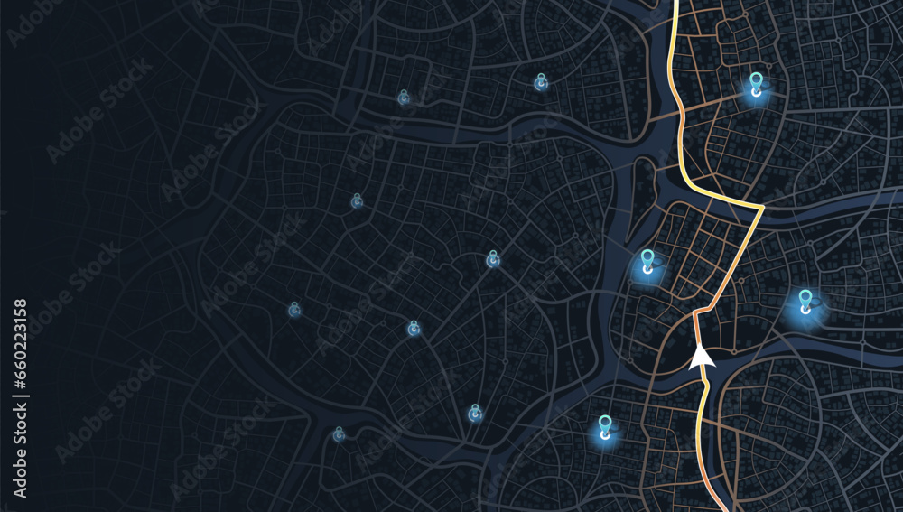Location tracks dashboard. City street road. City streets and blocks ...