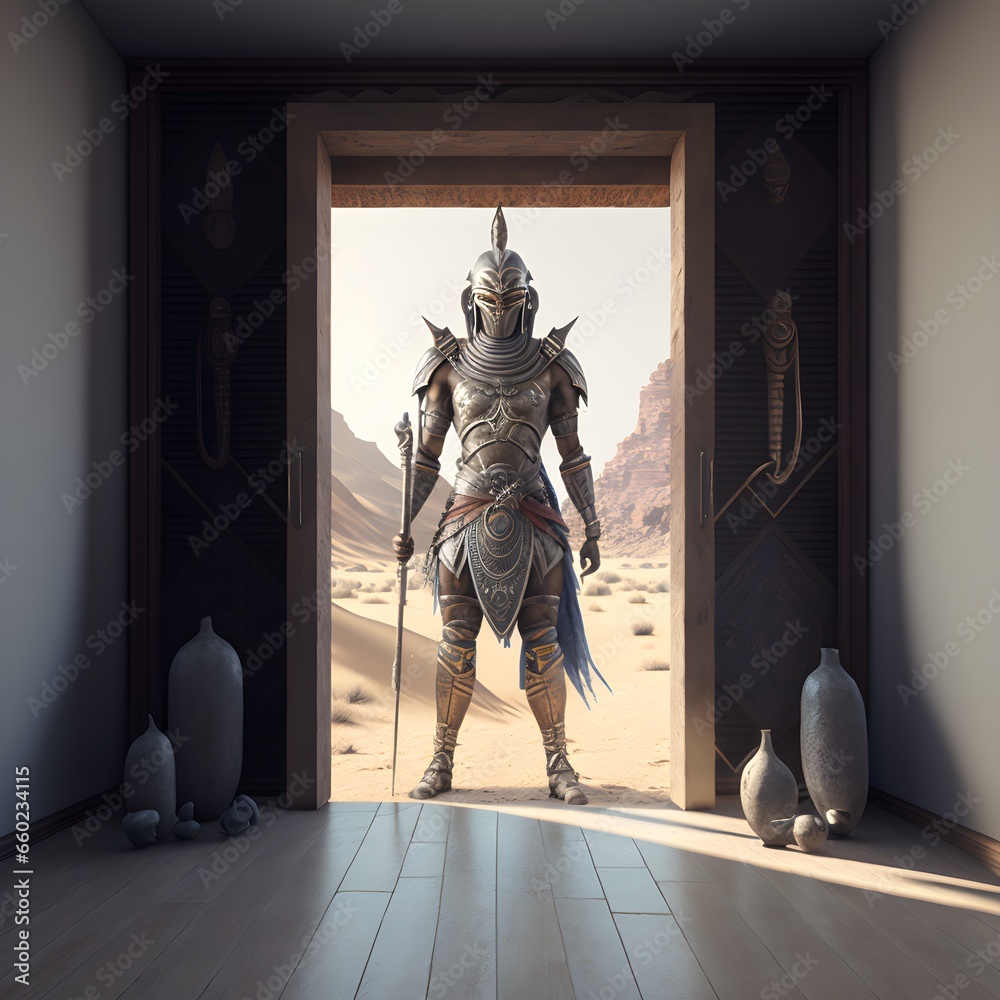 standing in a doorway Looking inside at the camera Leading to a desert ...