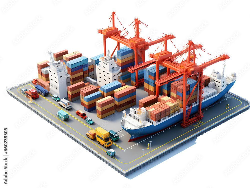 cargo ship with containers on transparent background PNG Stock ...