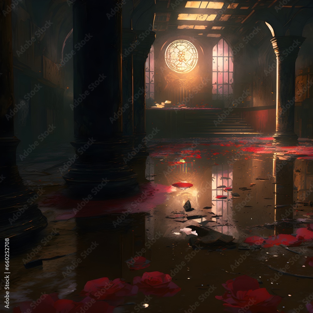 environment moody dark scene of Capuchin monks lurking in the catacombs ...