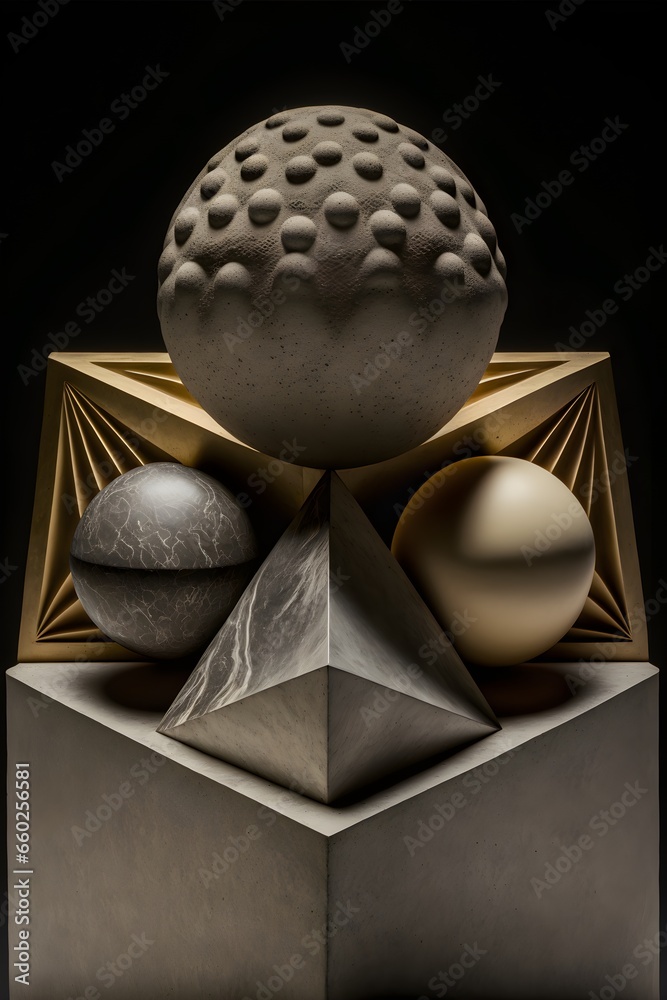 Five stacked geometric shapes a disk representing the element EARTH a ...