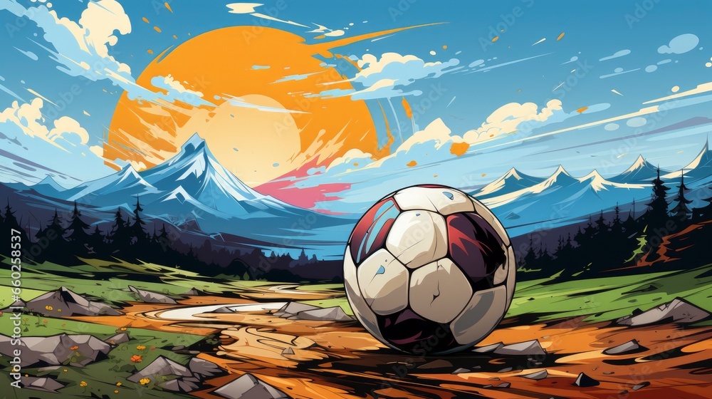 Colorful Kick around a soccer ball. cartoon,Desktop Wallpaper ...