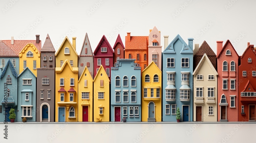 Colorful Pilgrim settlement on white background ,Desktop Wallpaper ...