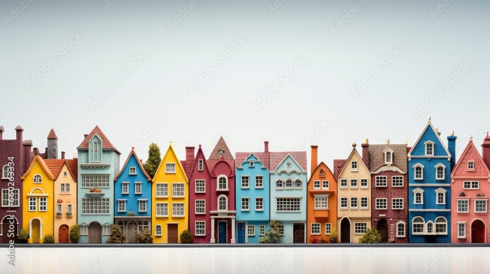 Colorful Pilgrim settlement on white background ,Desktop Wallpaper ...