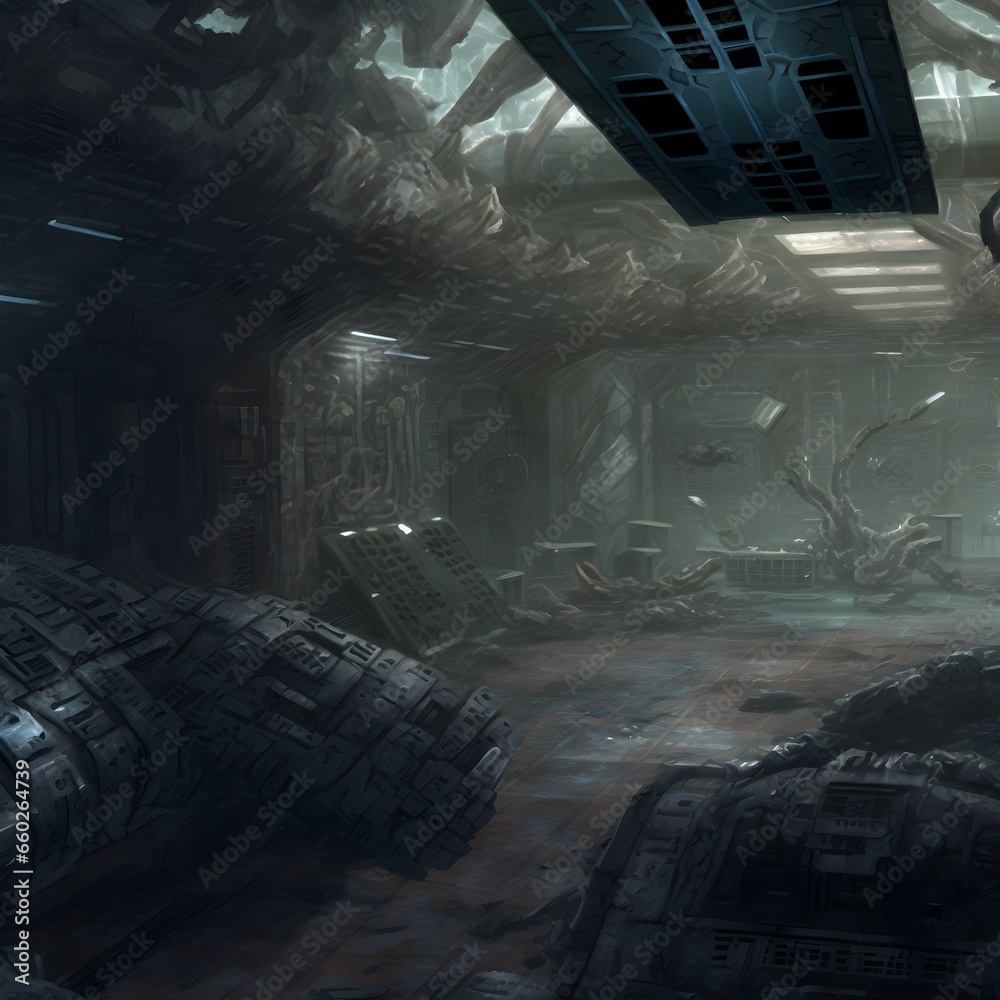 cybernetic necromorph infestation environment damaged and assimilated ...