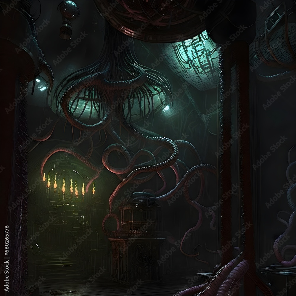 lovecraftian fantasy horror environment intricate detailed rendering ...