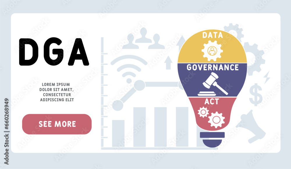 DGA - Data Governance Act acronym. business concept background. vector ...