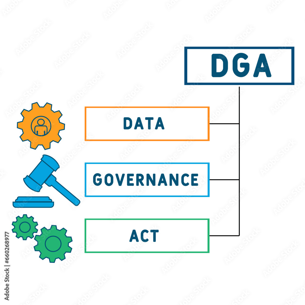 DGA - Data Governance Act acronym. business concept background. vector ...