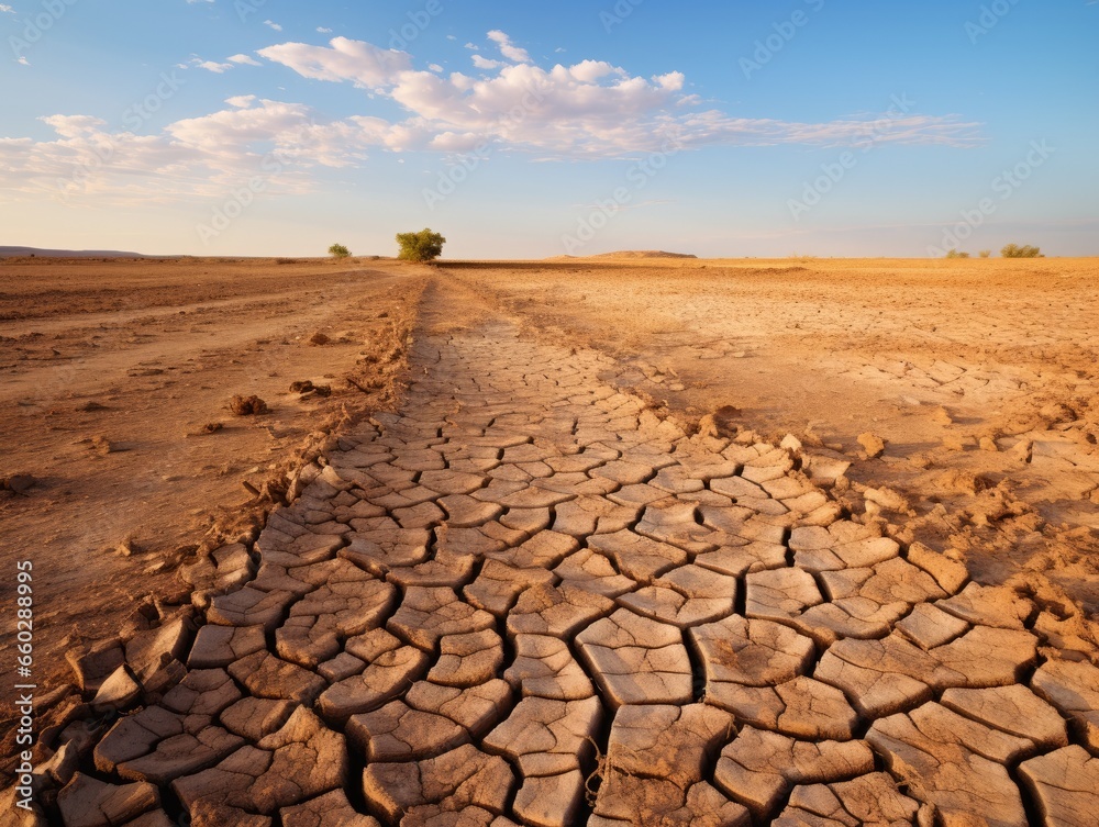 Dry cracked land from global warming and climate change Stock Photo ...