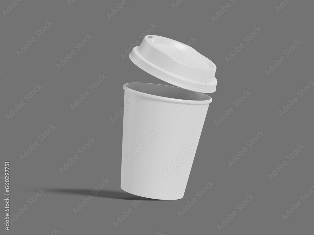 Realistic White Blank Coffee Cup Floating 3D Render Mockup Stock Photo ...
