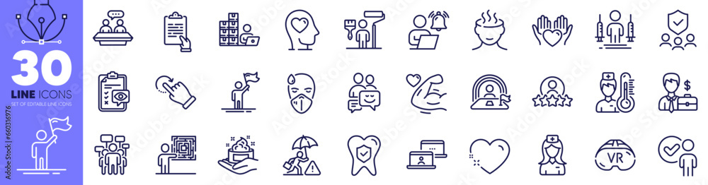Painter, Communication and Inventory line icons pack. Leadership ...