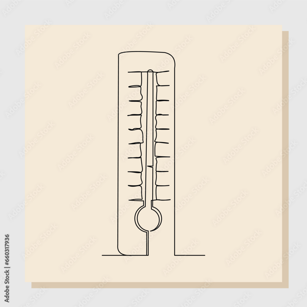 Continuous single line sketch drawing of various types of thermometers ...