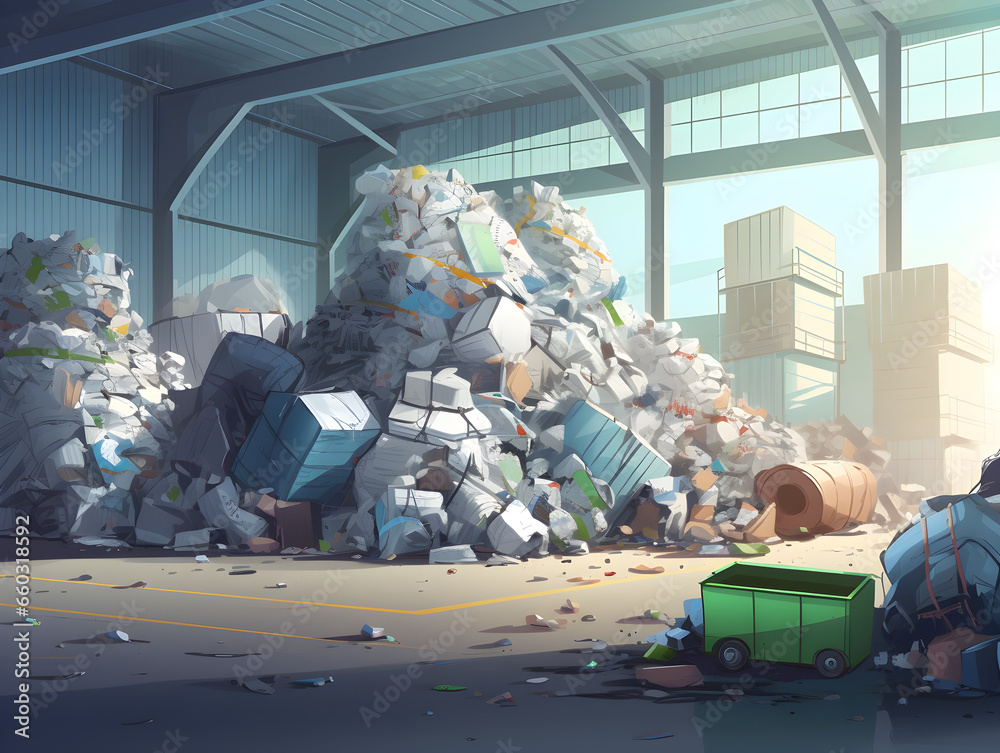 Impactful Environmental Warning: Illustration of Enormous Trash Heap ...