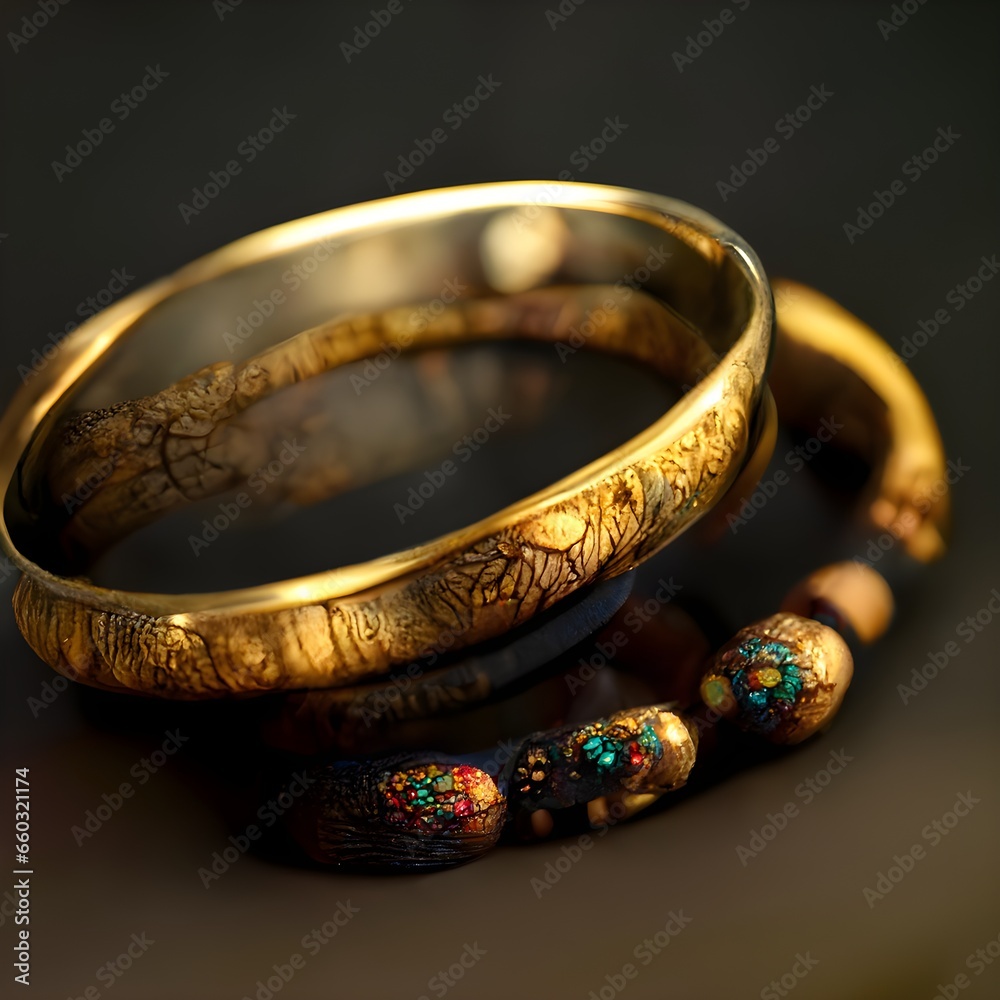 older African persons hand wearing gold rings and golden bangles very ...