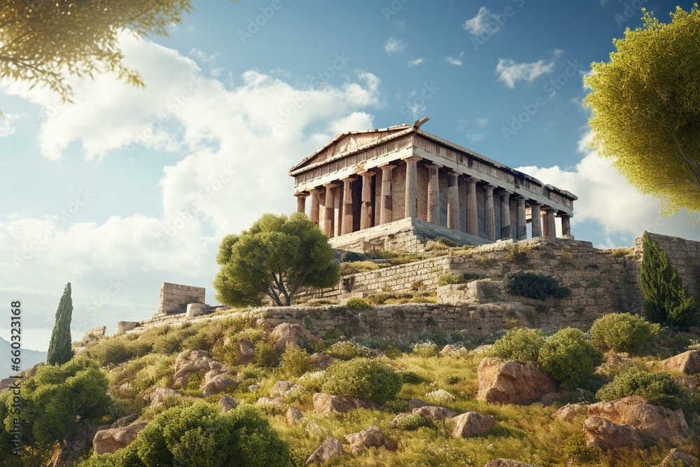Historical ancient Greek structure on the hilltop in Athens, Greece ...