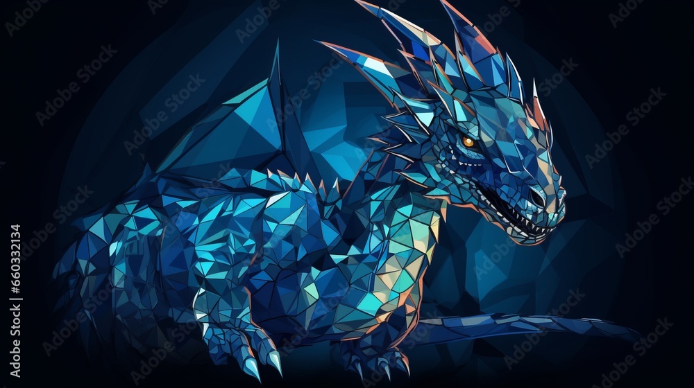 Futuristic dragon symbol of the new year 2024 linear polygonal made of ...