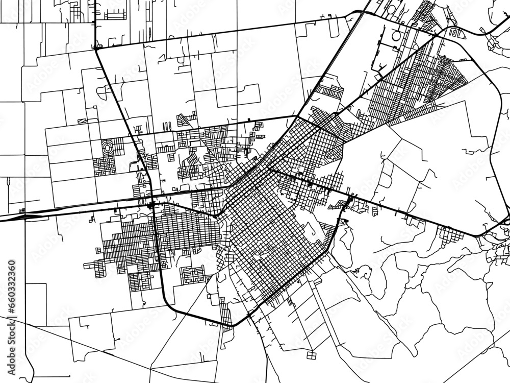Vector road map of the city of Cuauhtemoc in Mexico with black roads on ...