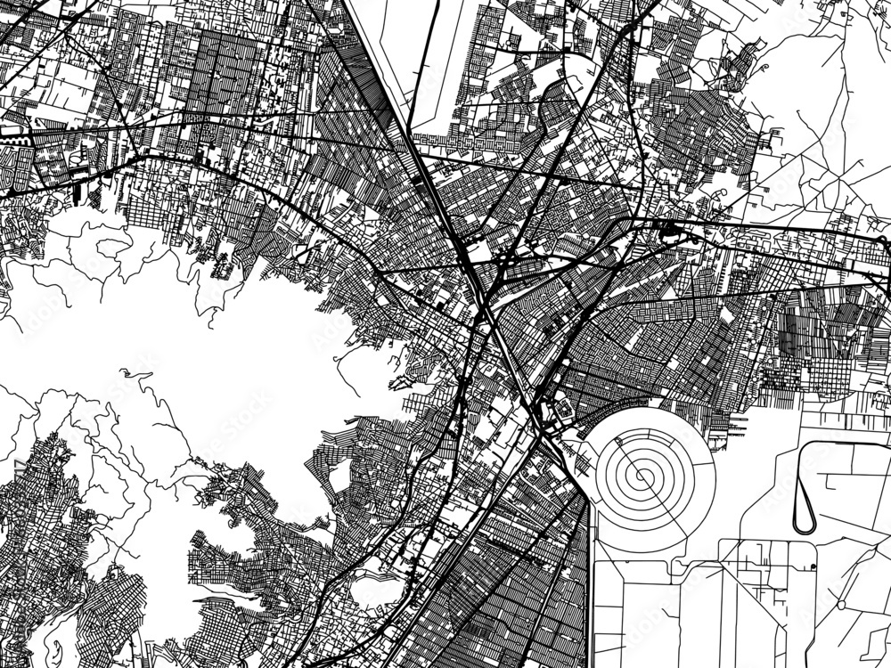 Vector road map of the city of Ecatepec de Morelos in Mexico with black ...