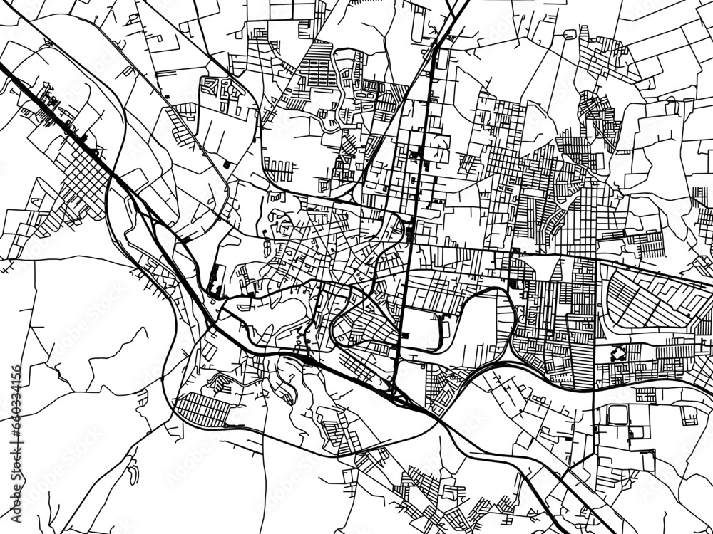 Vector road map of the city of San Juan del Rio in Mexico with black ...