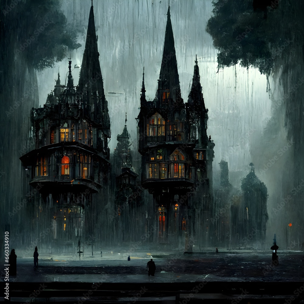 wealthy upmarket gothic victorian fantasy district urban grand gothic ...