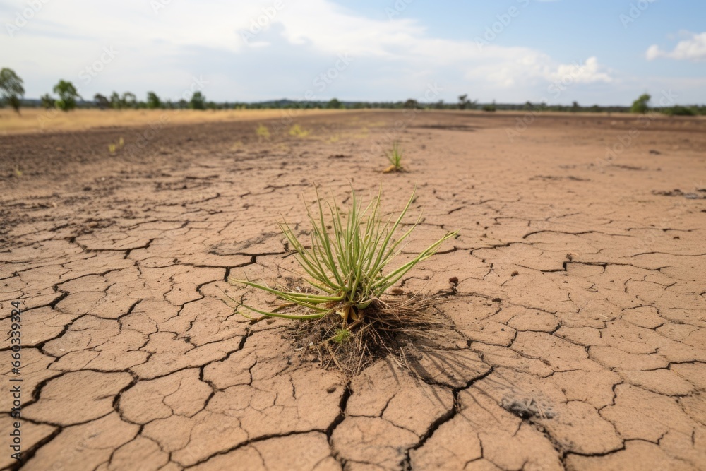 dried up land after the rain, showing new plant growth activity Stock ...