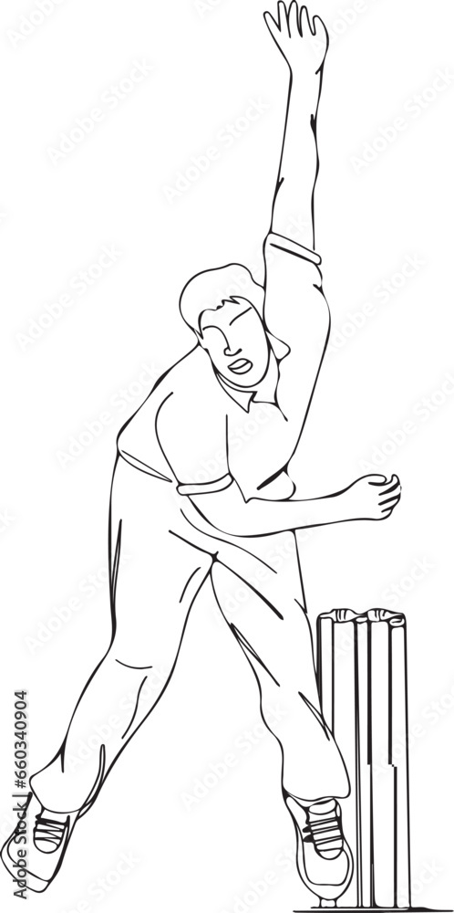Silhouette Vector: Cricket Bowling Action of a Legend Fast Bowler "Fast ...