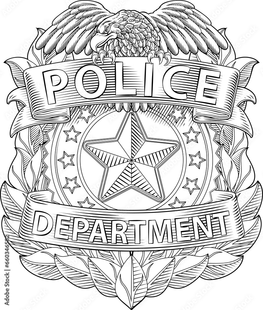 Police Badge Shield Star Sheriff Cop Crest Symbol ilustração do Stock ...