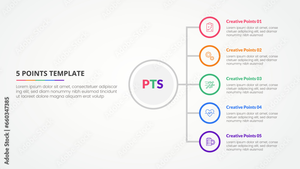 5 points stage template infographic concept for slide presentation with ...