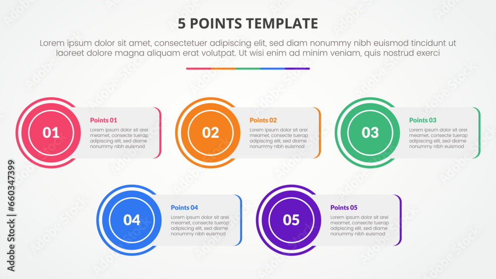 5 points stage template infographic concept for slide presentation with ...