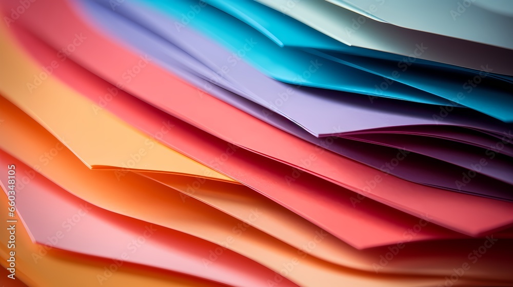 Abstract illustration of colorful paper layers, focusing on patterns ...