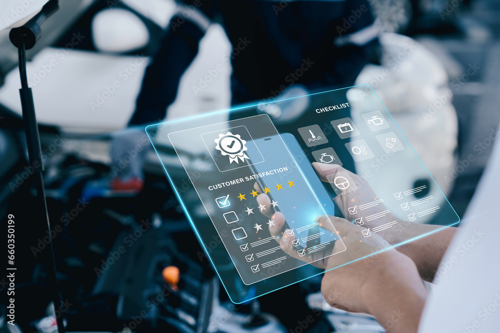 Customers check satisfaction with digital documents of quality marks ...