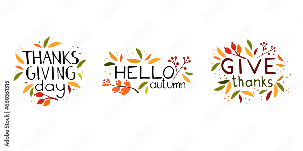 Happy thanksgiving day. Lettering and illustration. Harvest pumpkin ...