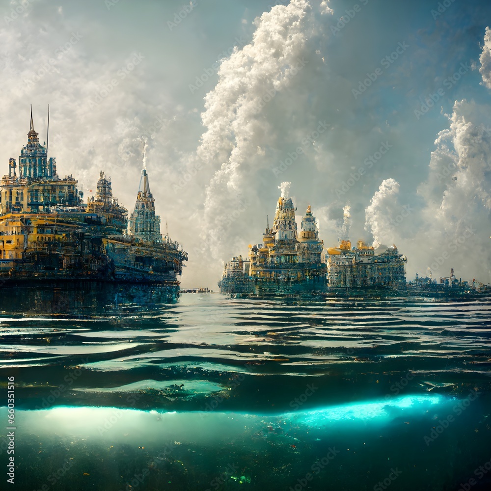 hd photographs of thriving civilization underwater city adapted to live ...