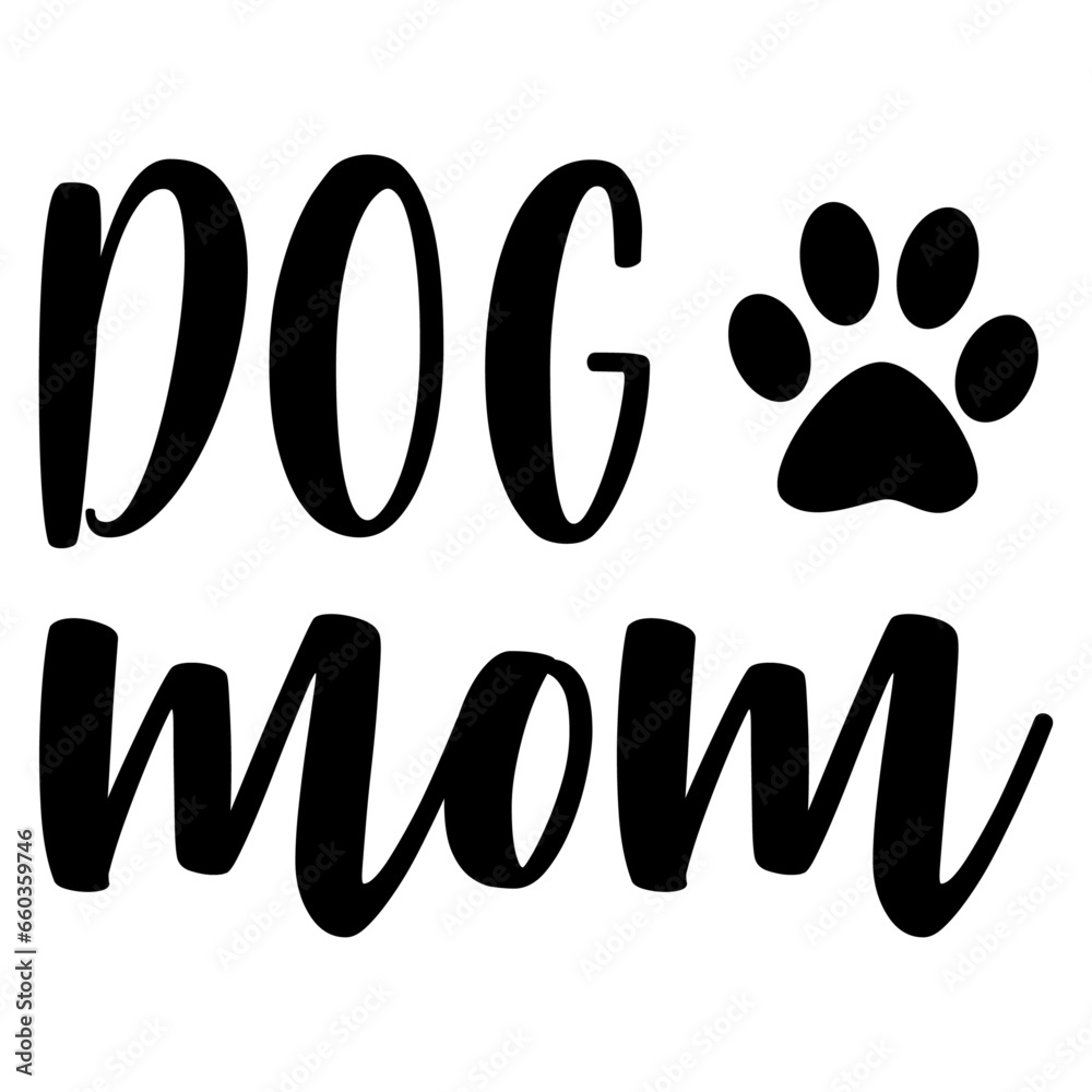 Logo pet friendly. Letras de la palabra dog mom en texto manuscrito con ...