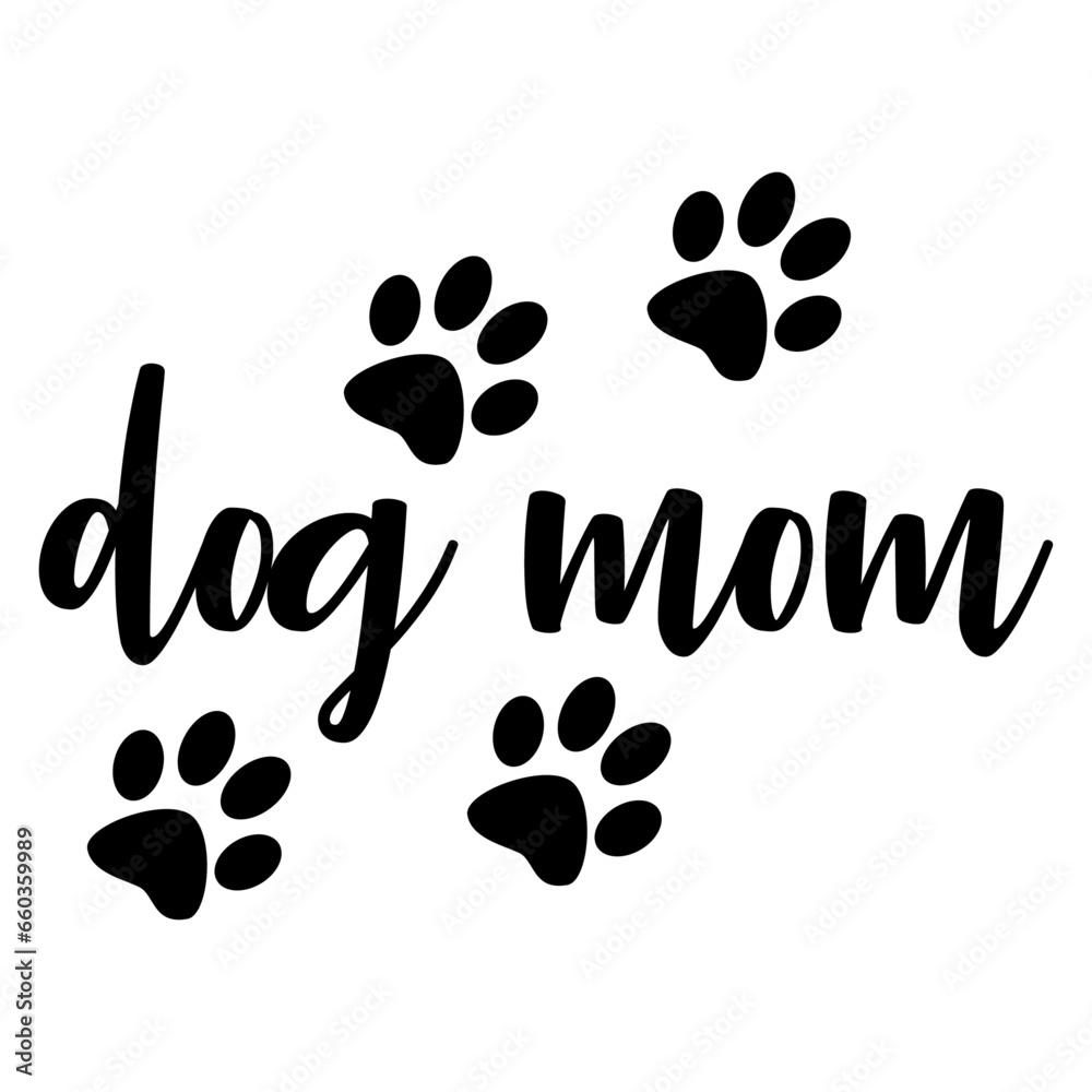 Logo pet friendly. Letras de la palabra dog mom en texto manuscrito con ...