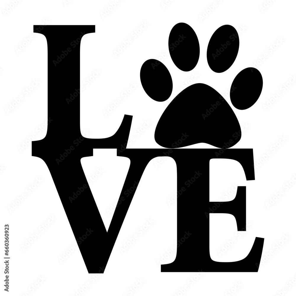 Logo pet friendly. Letras de la palabra love en texto manuscrito con ...