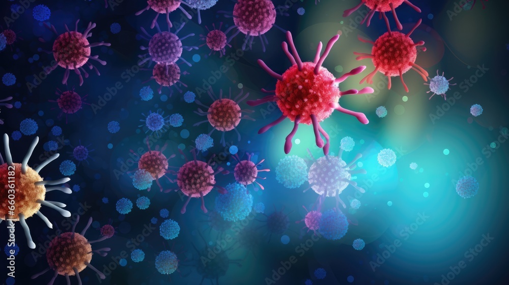 Virus infection or red and purple bacteria flu background for pandemic ...