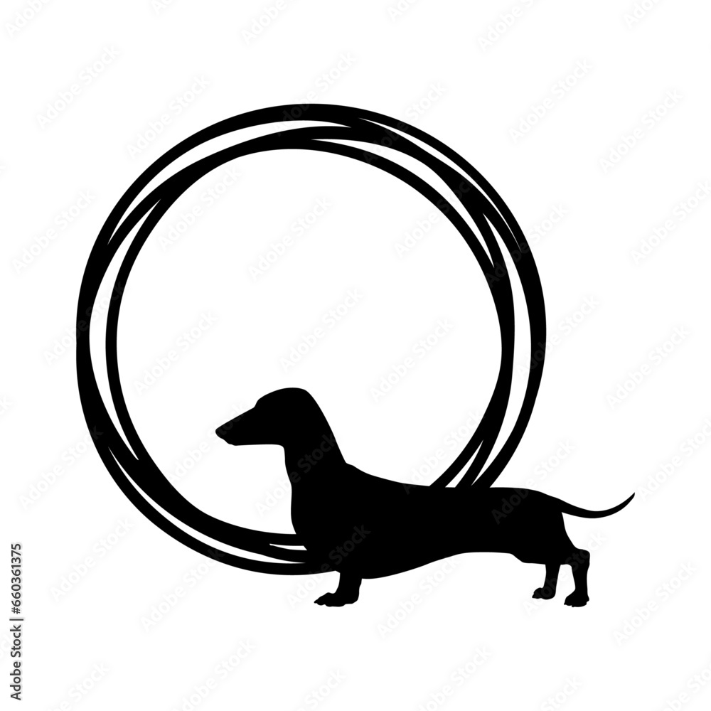 Vetor de Razas de perro. Logo con marco circular con líneas con silueta ...