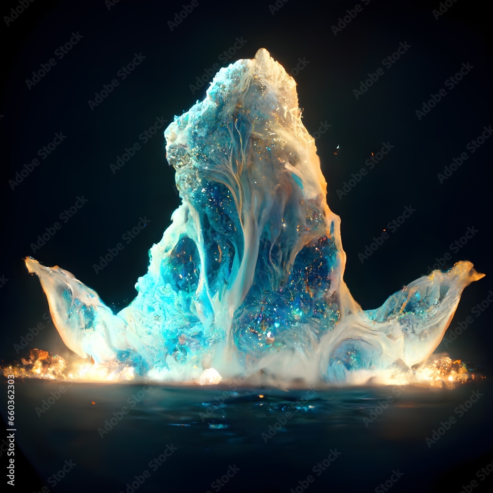 iceberg exploding intricate foamy ornate waves extreme close up bubbles ...