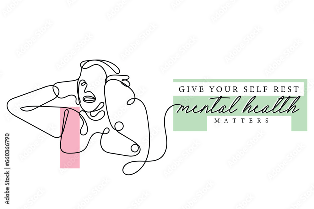 Mental health line art vector. Mental health awareness. Hysteria and ...