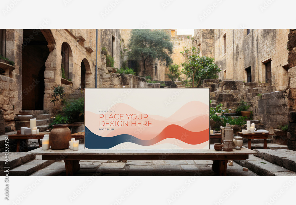 Stunning Frame Poster Billboard Mockup: White Board, Candles, Vases ...