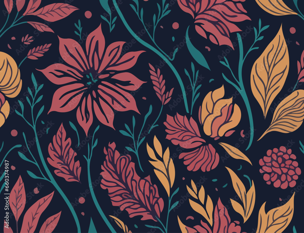 A mesmerizing display of abstract floral patterns created using vector graphics. The artwork ...