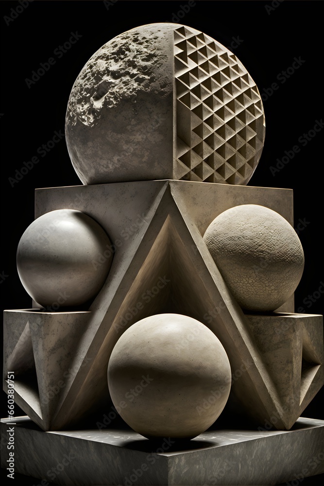 Five stacked geometric shapes a disk representing the element EARTH a ...