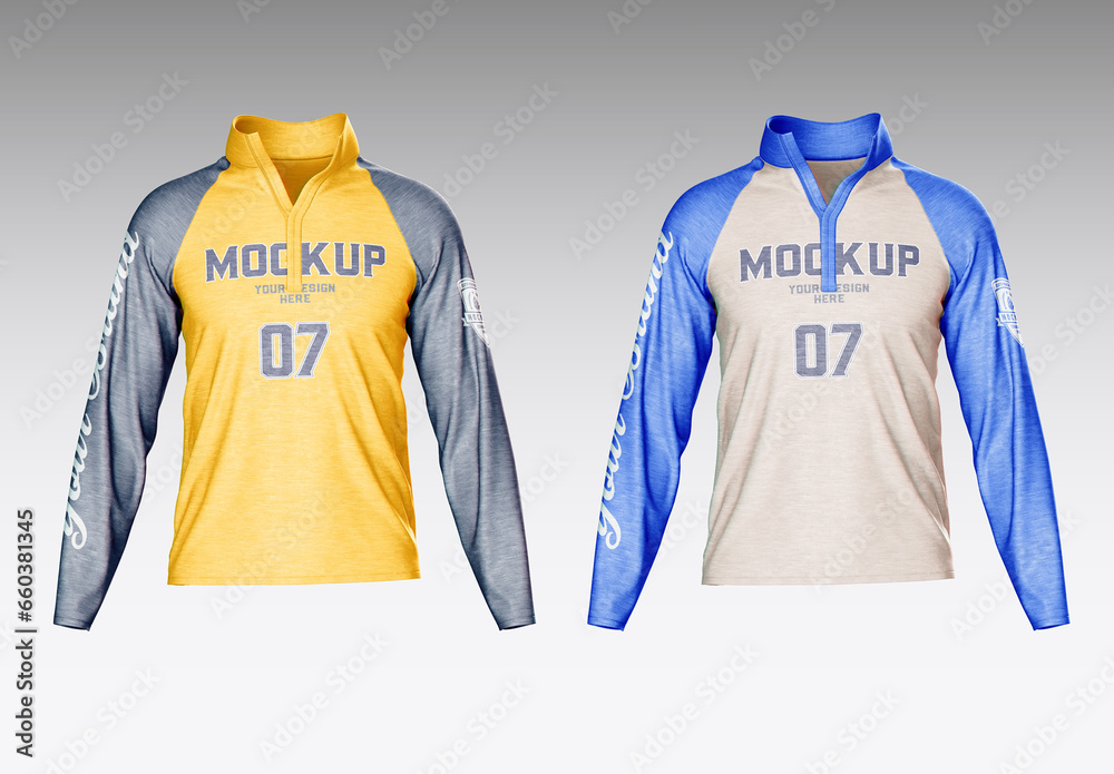 Men's Zipped Fleece Jacket Mockup Stock Template | Adobe Stock