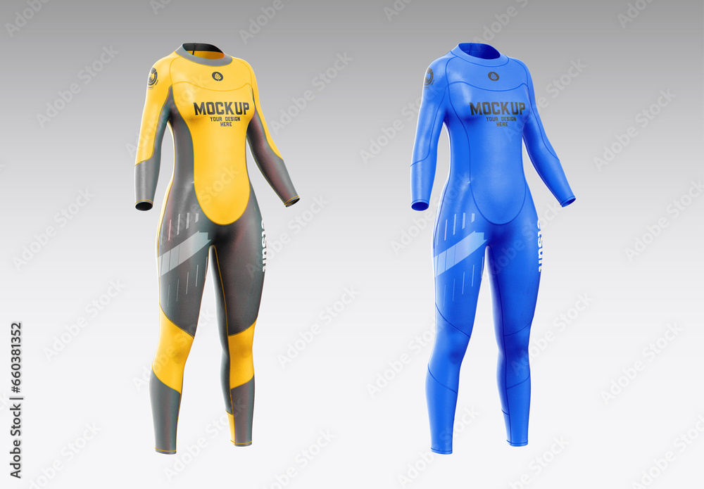 Women’s Full Wetsuit mockup Stock Template | Adobe Stock