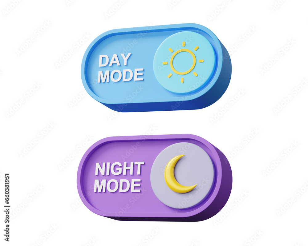 Daymode and Nightmode switch icon on isolated background and off toggle ...